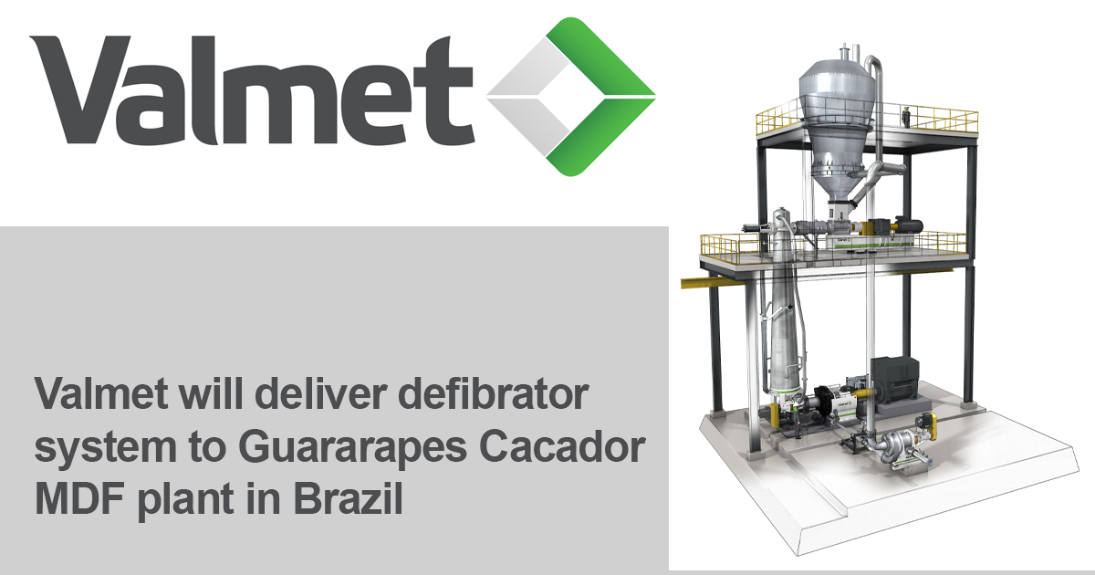 Valmet to deliver defibrator system to Guararapes Caçador MDF plant
