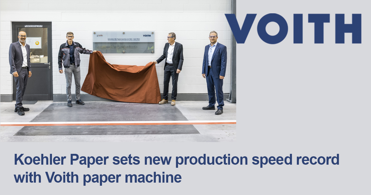 Koehler Paper sets new production speed record with Voith paper machine