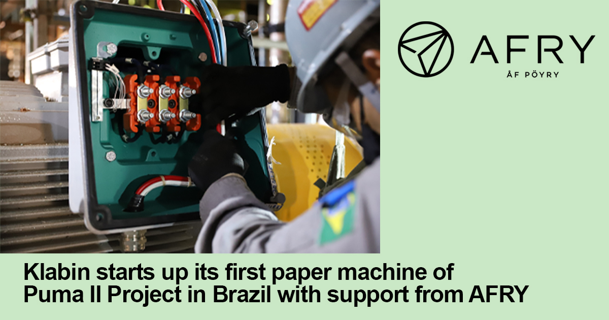 Klabin starts up its first paper machine of Puma II Project in Brazil with support from AFRY
