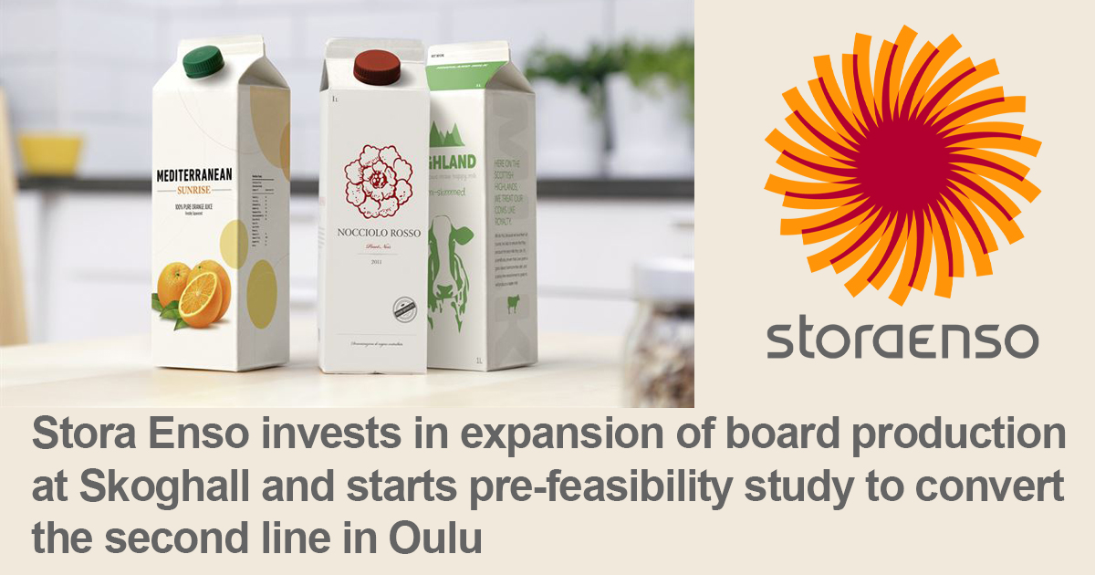 Stora Enso invests in expansion of board production at Skoghall
