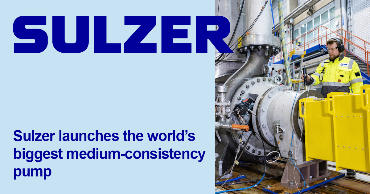 Sulzer launches the world’s biggest medium-consistency pump