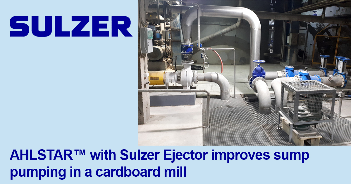 AHLSTAR™ with Sulzer Ejector improves sump pumping in a cardboard mill