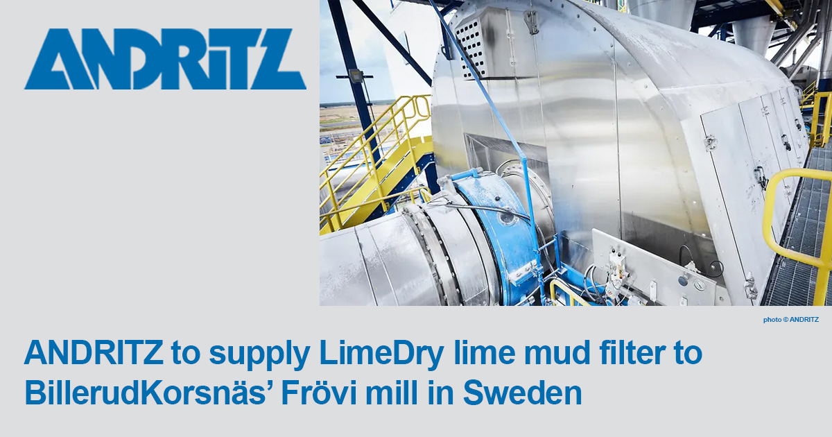 ANDRITZ to supply LimeDry lime mud filter to BillerudKorsnäs