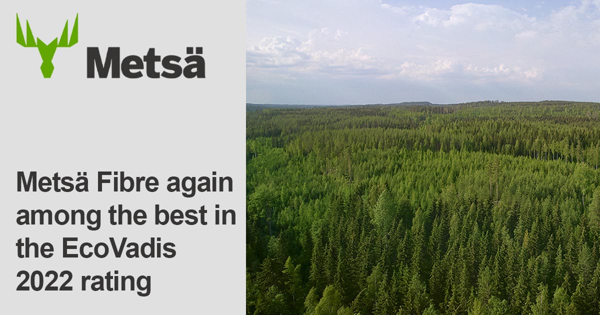 Metsä Fibre again among the best in the EcoVadis 2022 rating