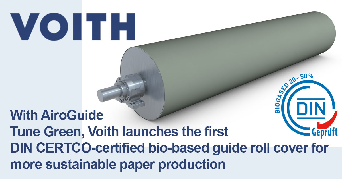 Voith launches the first DIN CERTCO-certified bio-based guide roll cover