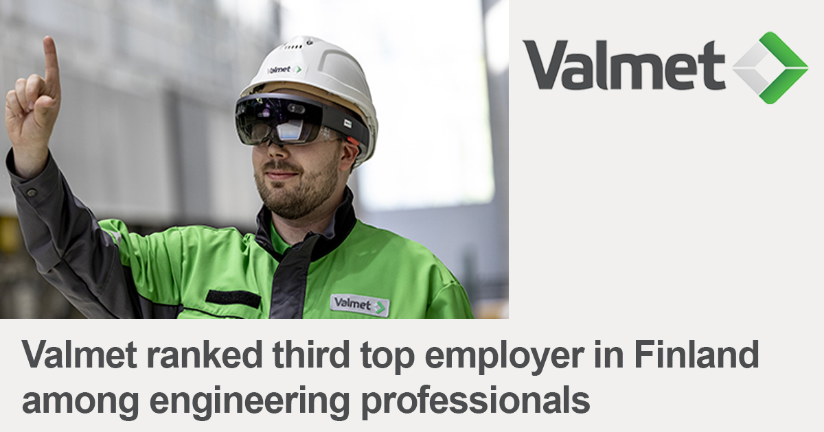 Valmet ranked third top employer in Finland among engineering professionals