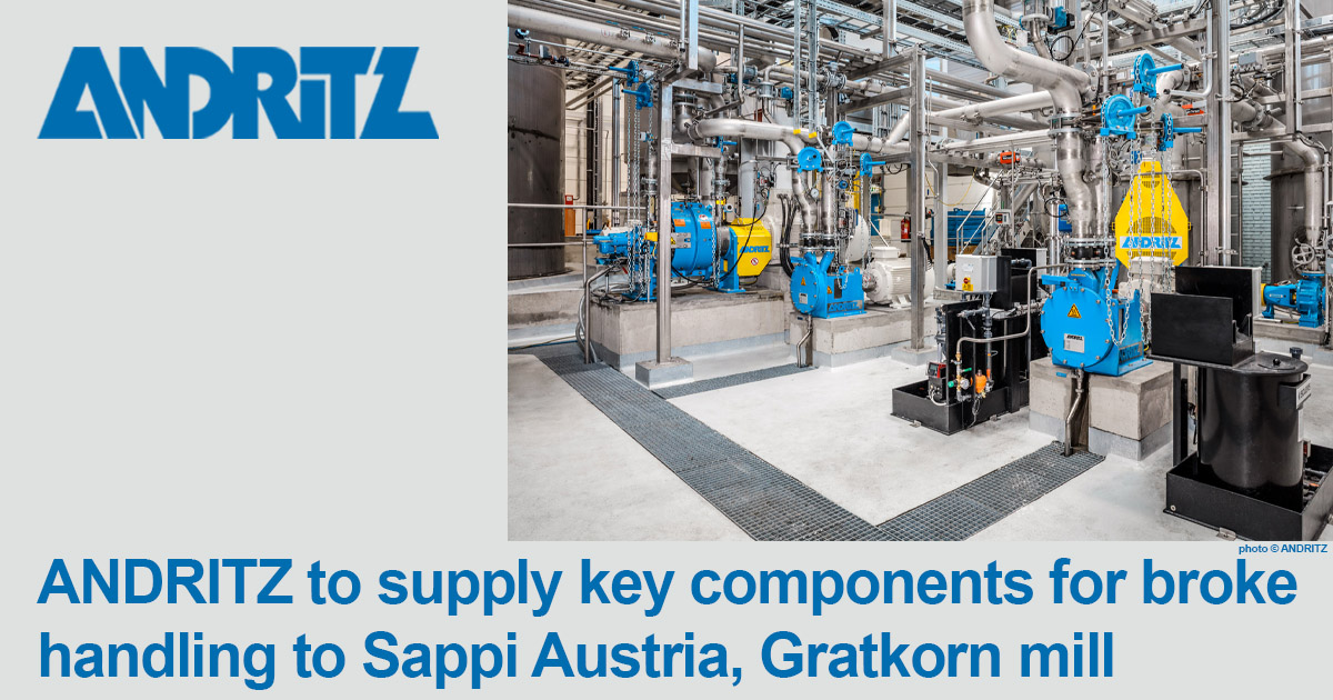 ANDRITZ to supply key components for broke handling to Sappi Austria, Gratkorn mill