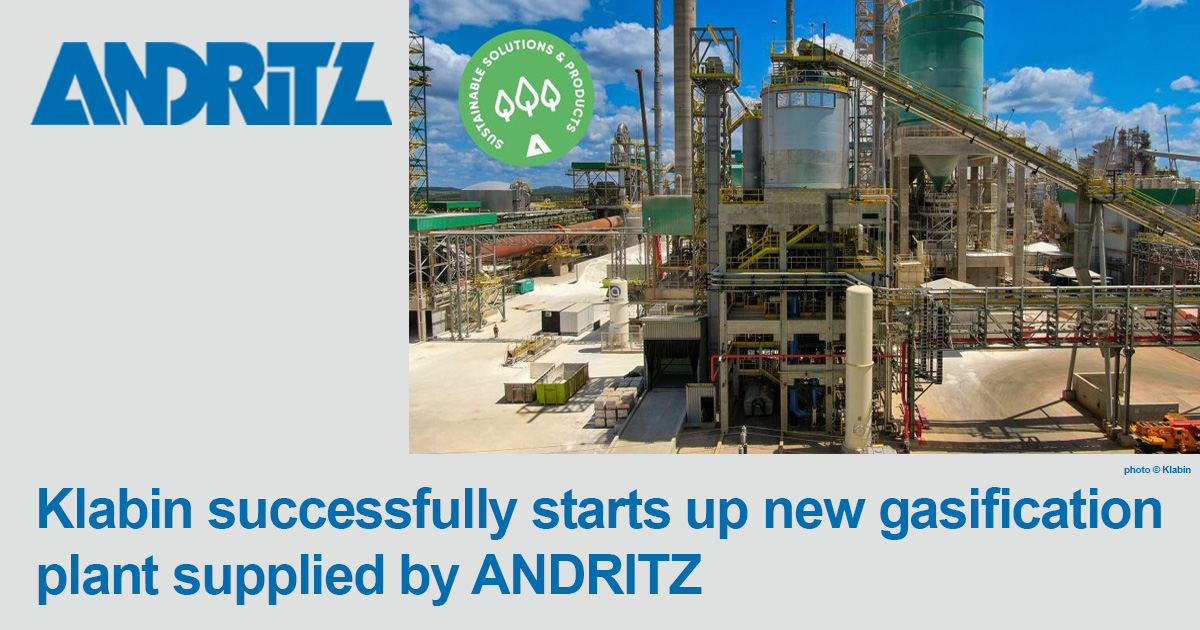 Klabin successfully starts up new gasification plant supplied by ANDRITZ