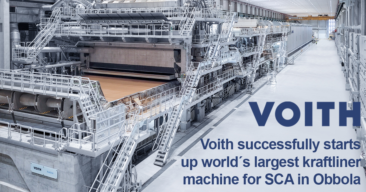 Voith successfully starts up world´s largest kraftliner machine for SCA