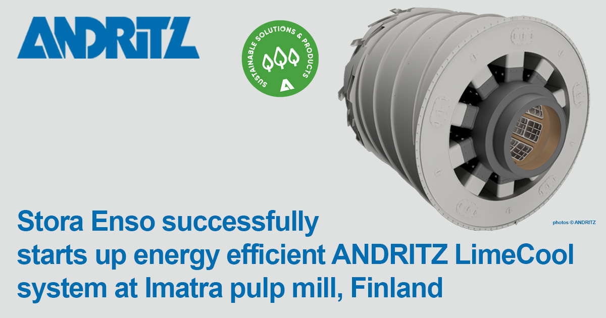 Stora Enso successfully starts up energy efficient ANDRITZ LimeCool ...