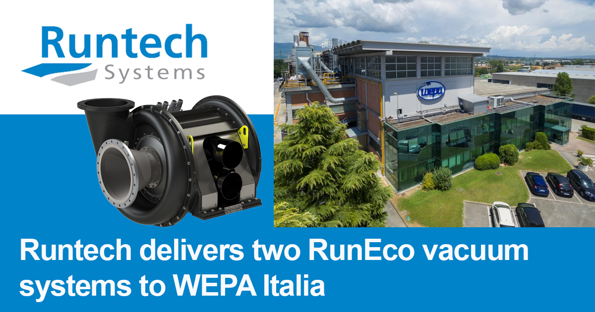 Runtech delivers two RunEco vacuum systems to WEPA Italia