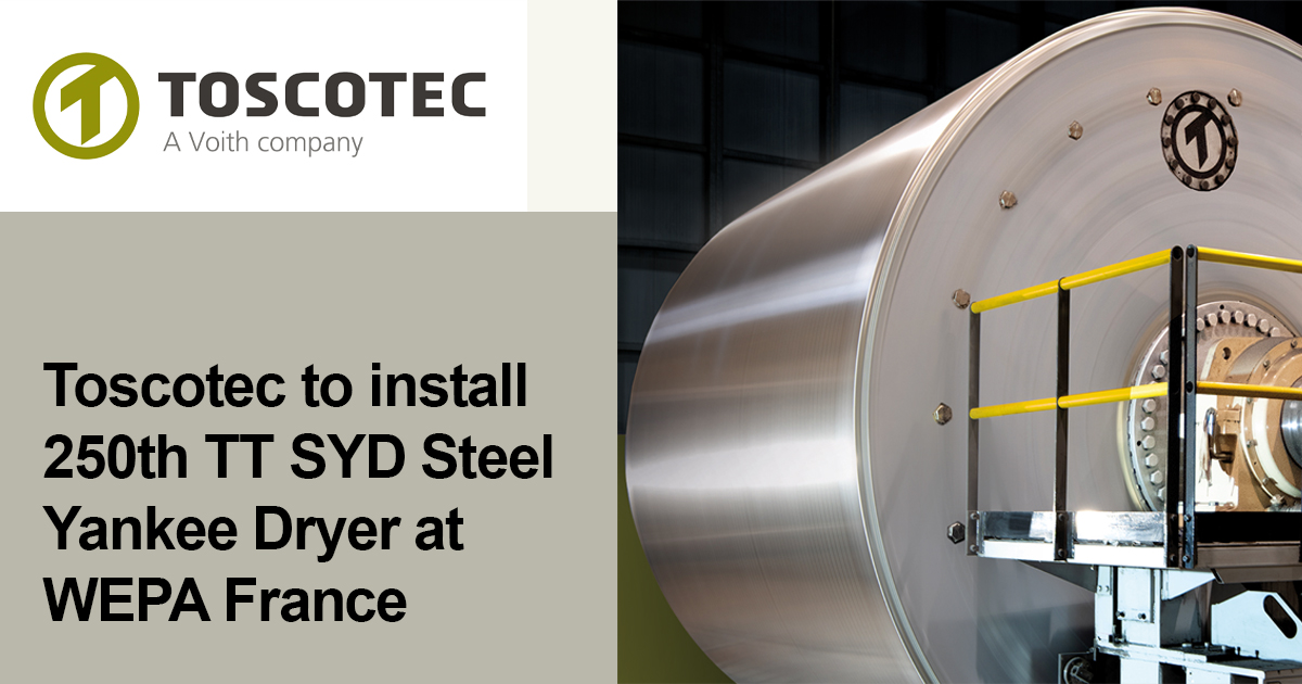 Toscotec to install 250th TT SYD Steel Yankee Dryer at WEPA France