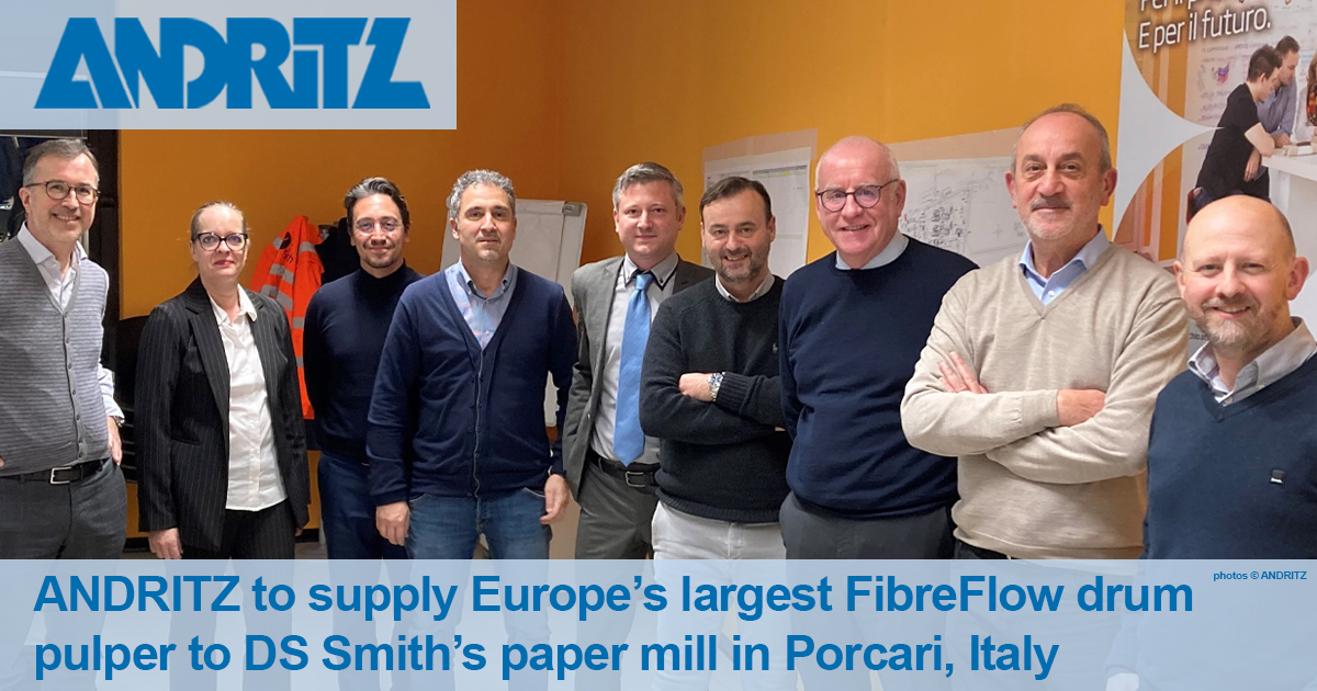 ANDRITZ to supply Europe’s largest FibreFlow drum pulper to DS Smith’s ...