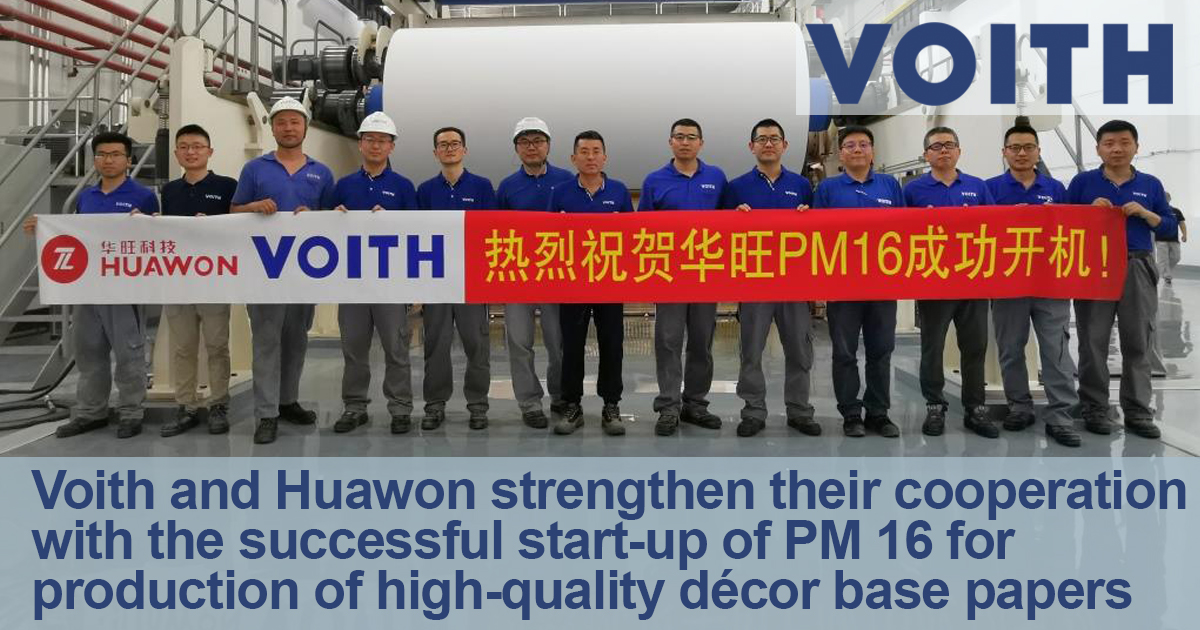 Voith and Huawon strengthen their cooperation with the successful start-up of PM 16