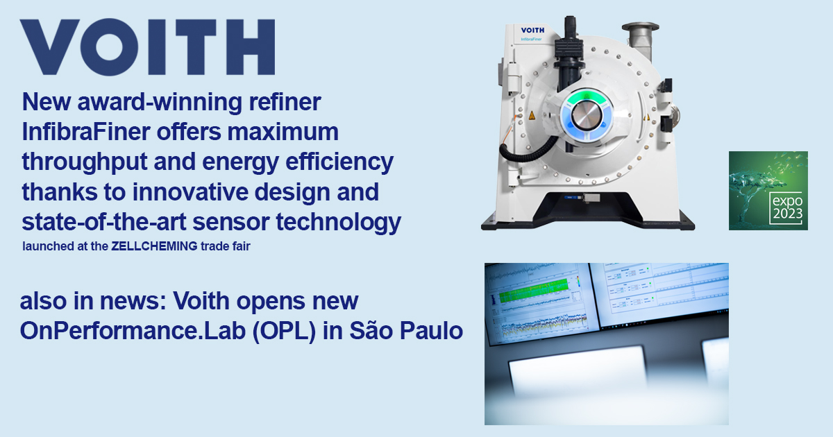 New VOITH award-winning refiner InfibraFiner launched at ZELLCHEMING
