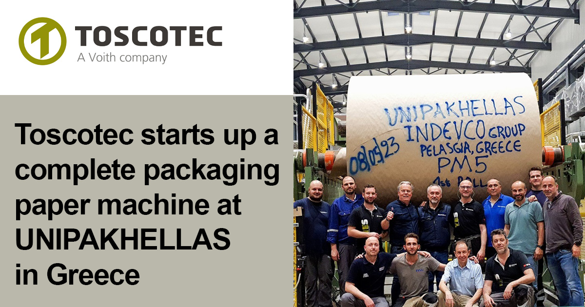 Toscotec starts up a complete packaging paper machine at UNIPAKHELLAS