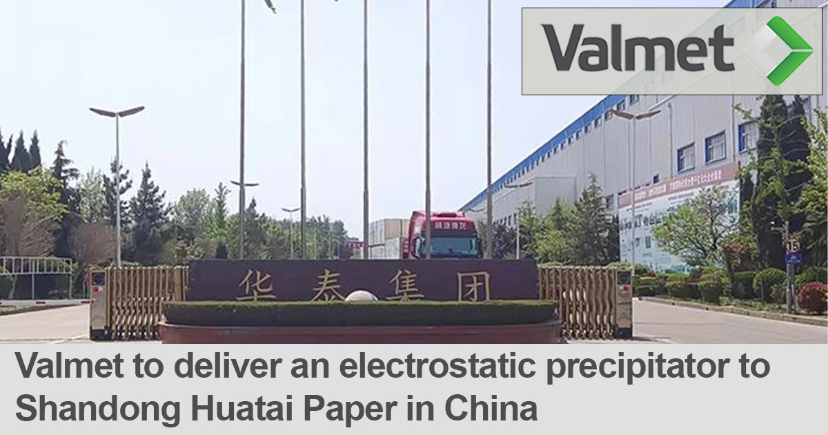 Valmet to deliver an electrostatic precipitator to Shandong Huatai Paper