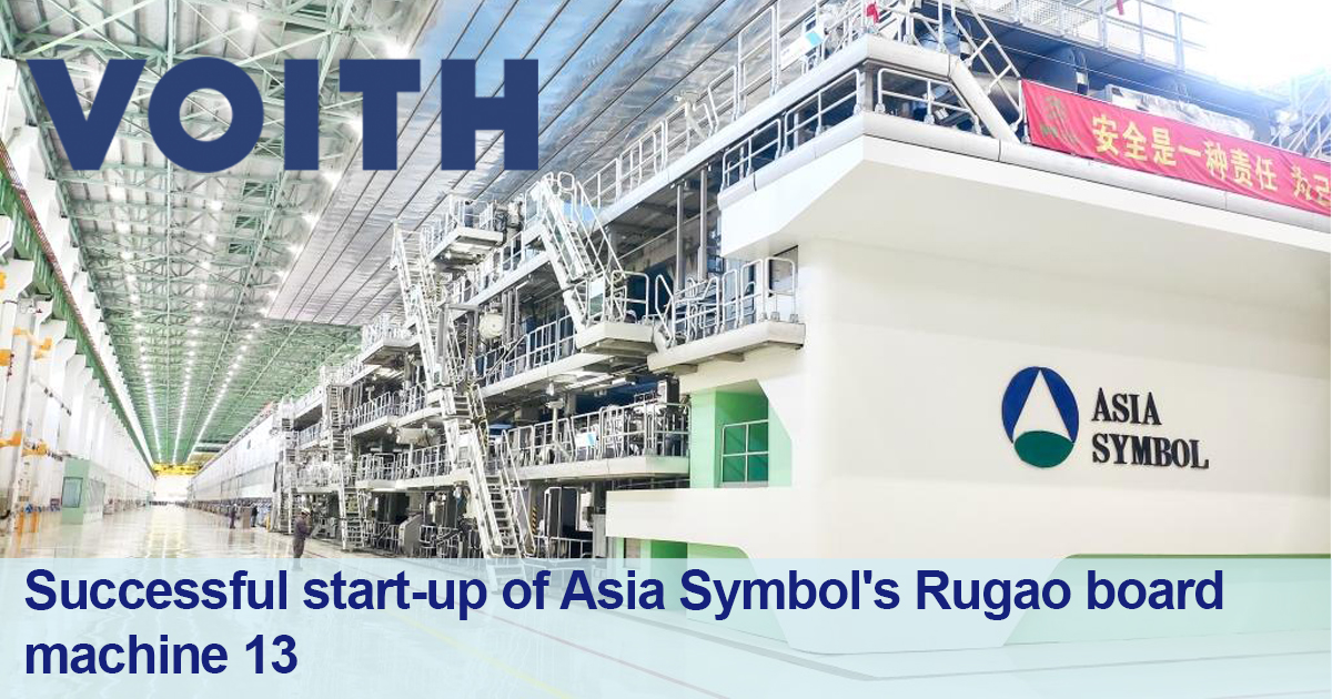 Voith successful start-up of Asia Symbol’s Rugao board machine