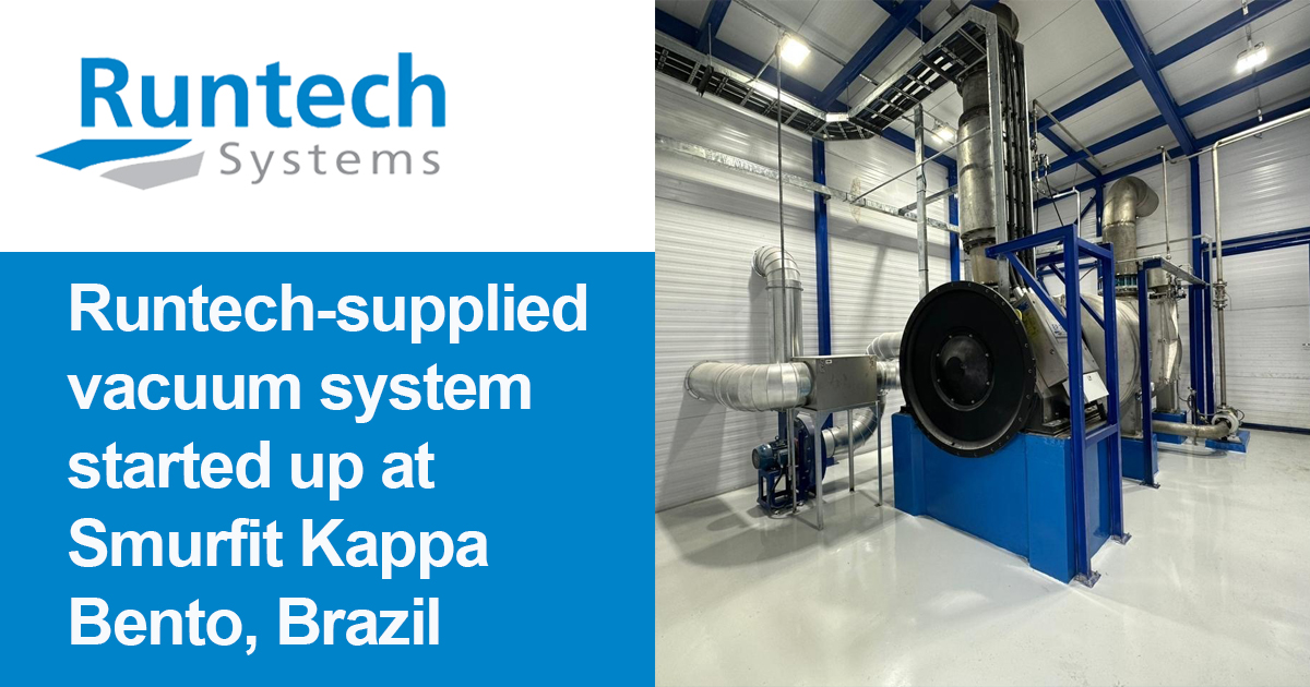 Runtech-supplied vacuum system started up at Smurfit Kappa Bento, Brazil