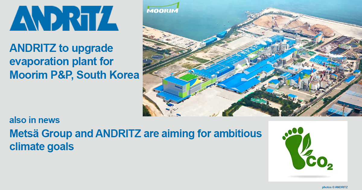 ANDRITZ new order for Moorim and climate goals set with Metsä Group