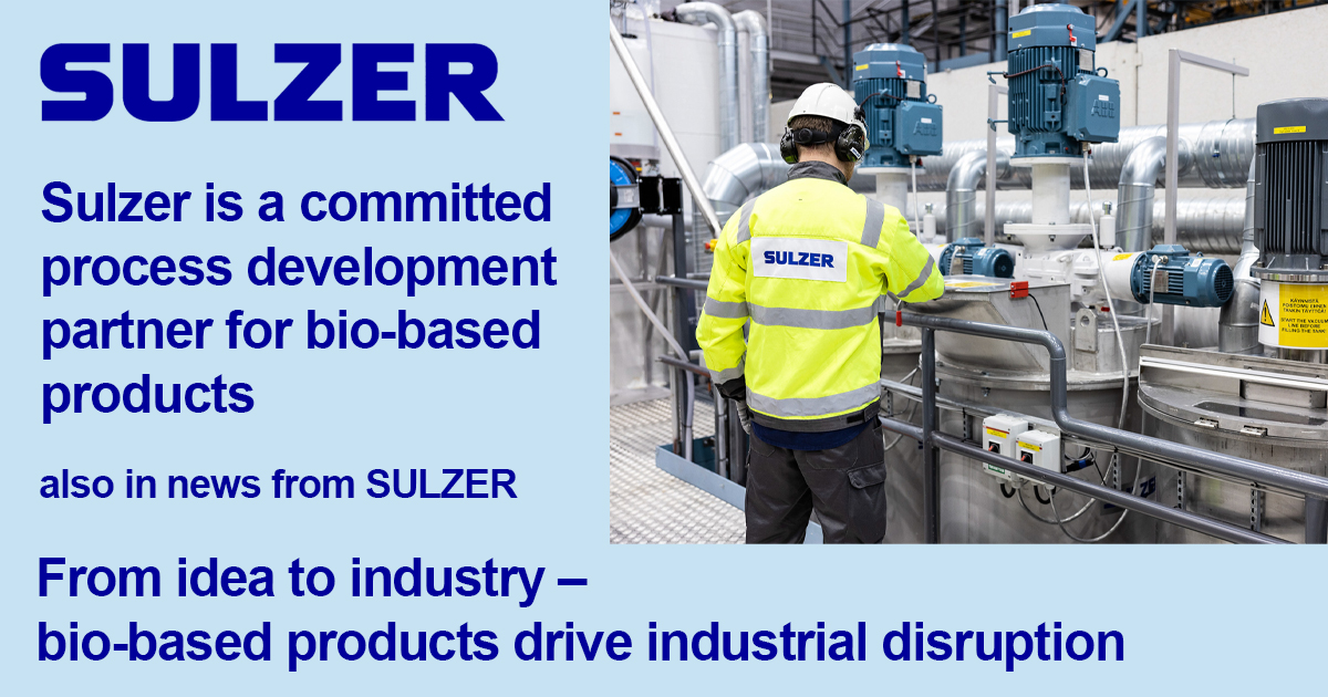 Sulzer is a committed process development partner for bio-based products