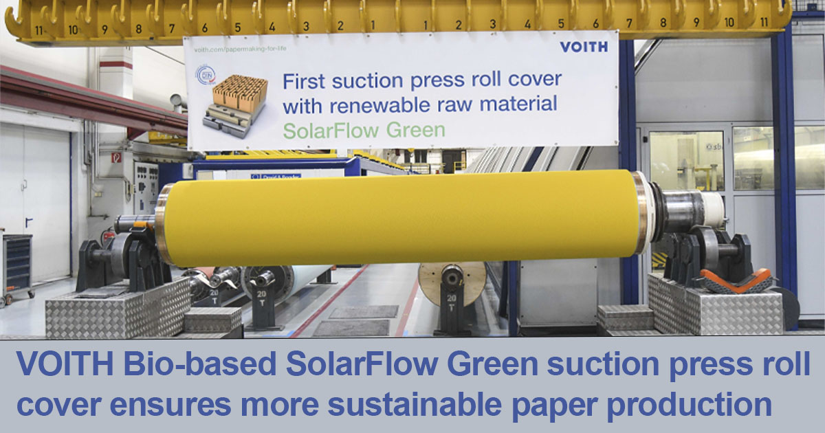 VOITH Bio-based SolarFlow Green suction press roll cover