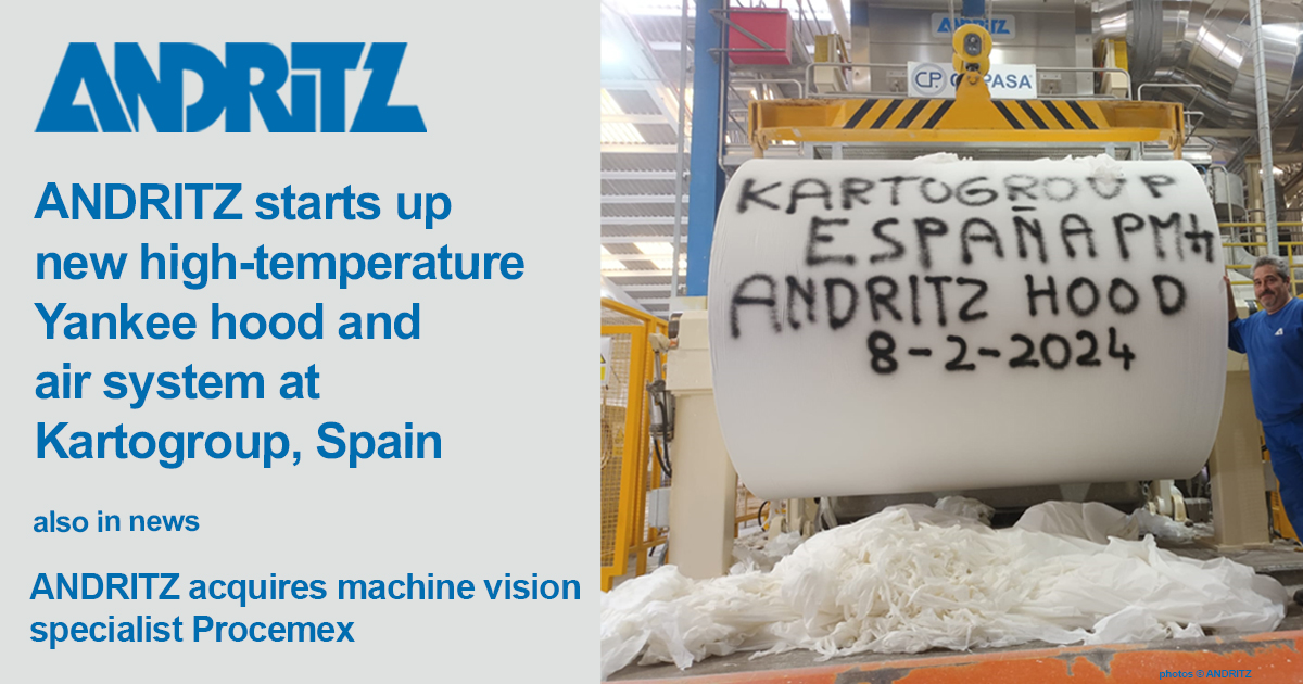 ANDRITZ starts up new Yankee hood at Kartogroup and acquires machine ...
