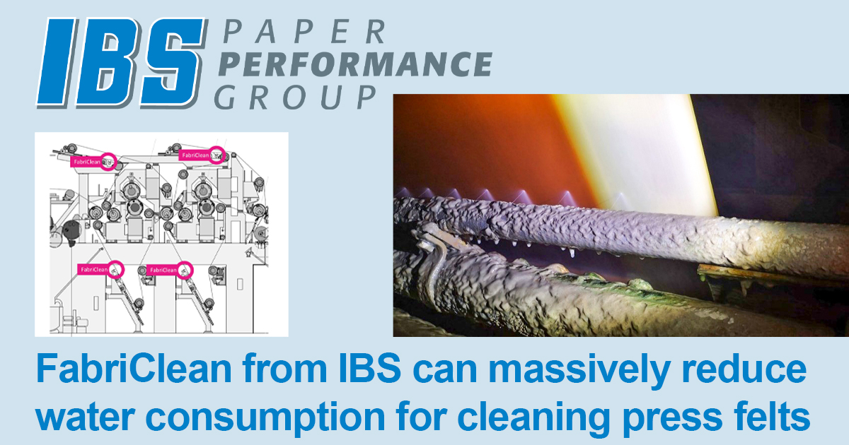 FabriClean from IBS can massively reduce water consumption for cleaning press felts